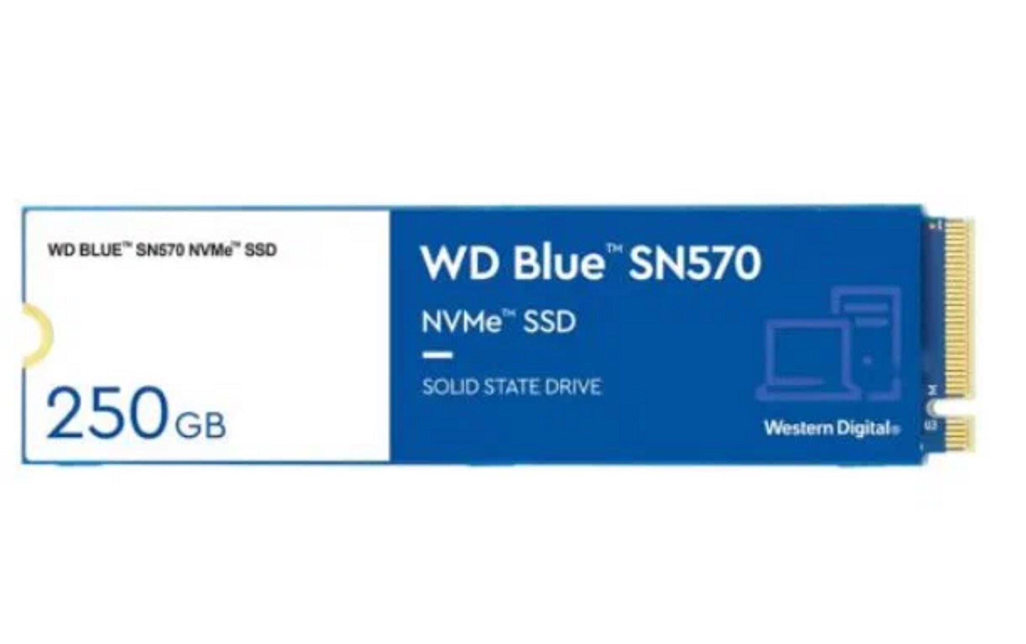 SSD накопитель WD Blue SN570 WDS250G3B0C 250ГБ, M.2 2280, PCIe 3.0 x4, NVMe, M.2