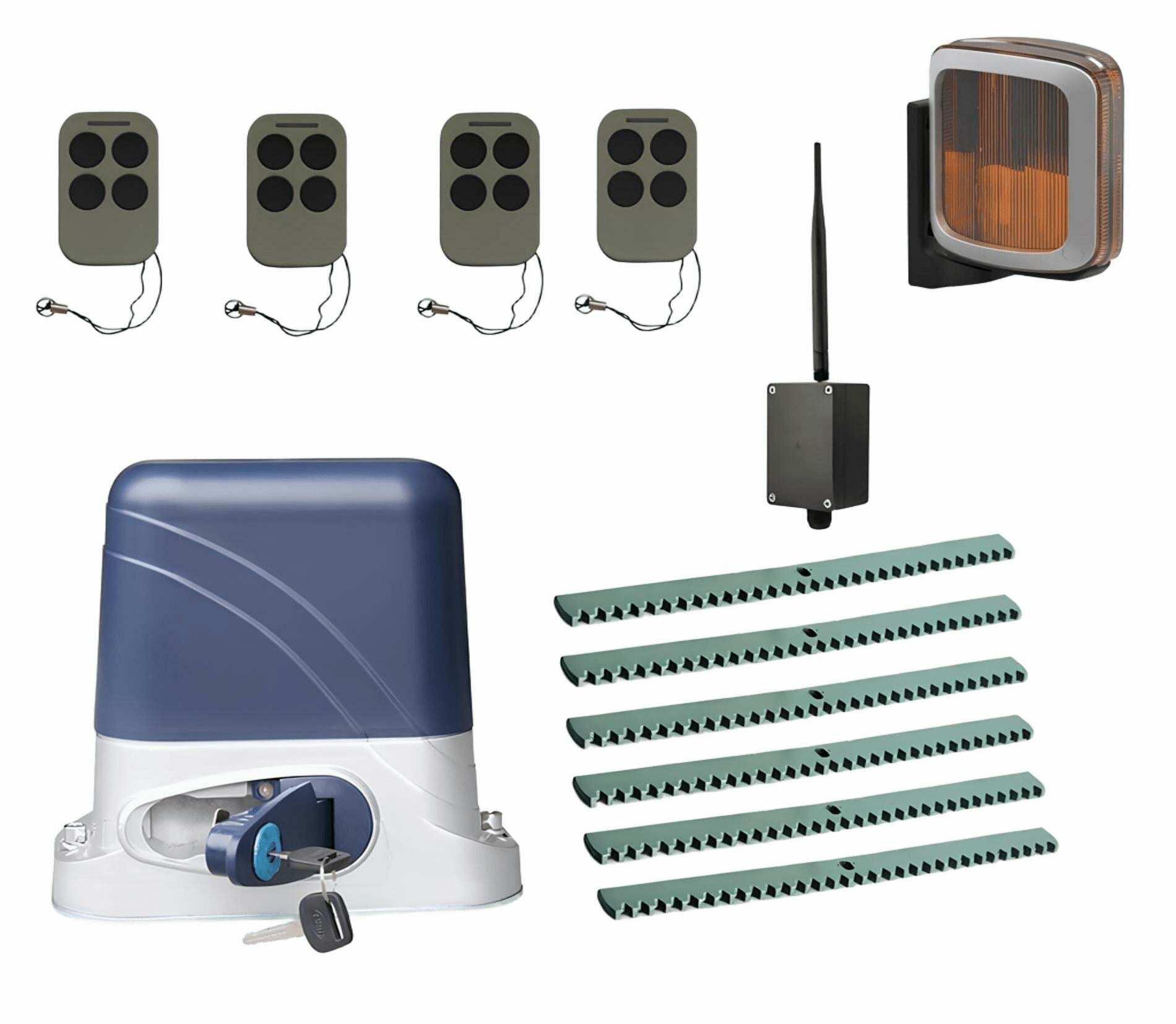 Автоматика для откатных ворот KSL-800 KIT-L2K6-BT-Т4, комплект: привод, 4 пульта, Bluetooth-модуль, лампа, 6 реек