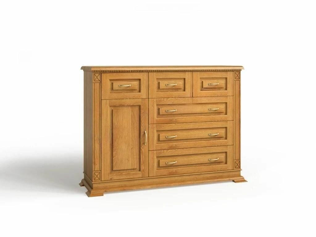 Комод Верди №141 из Массива сосны, 6 ящ, 140х45х100 см, классический орех 2