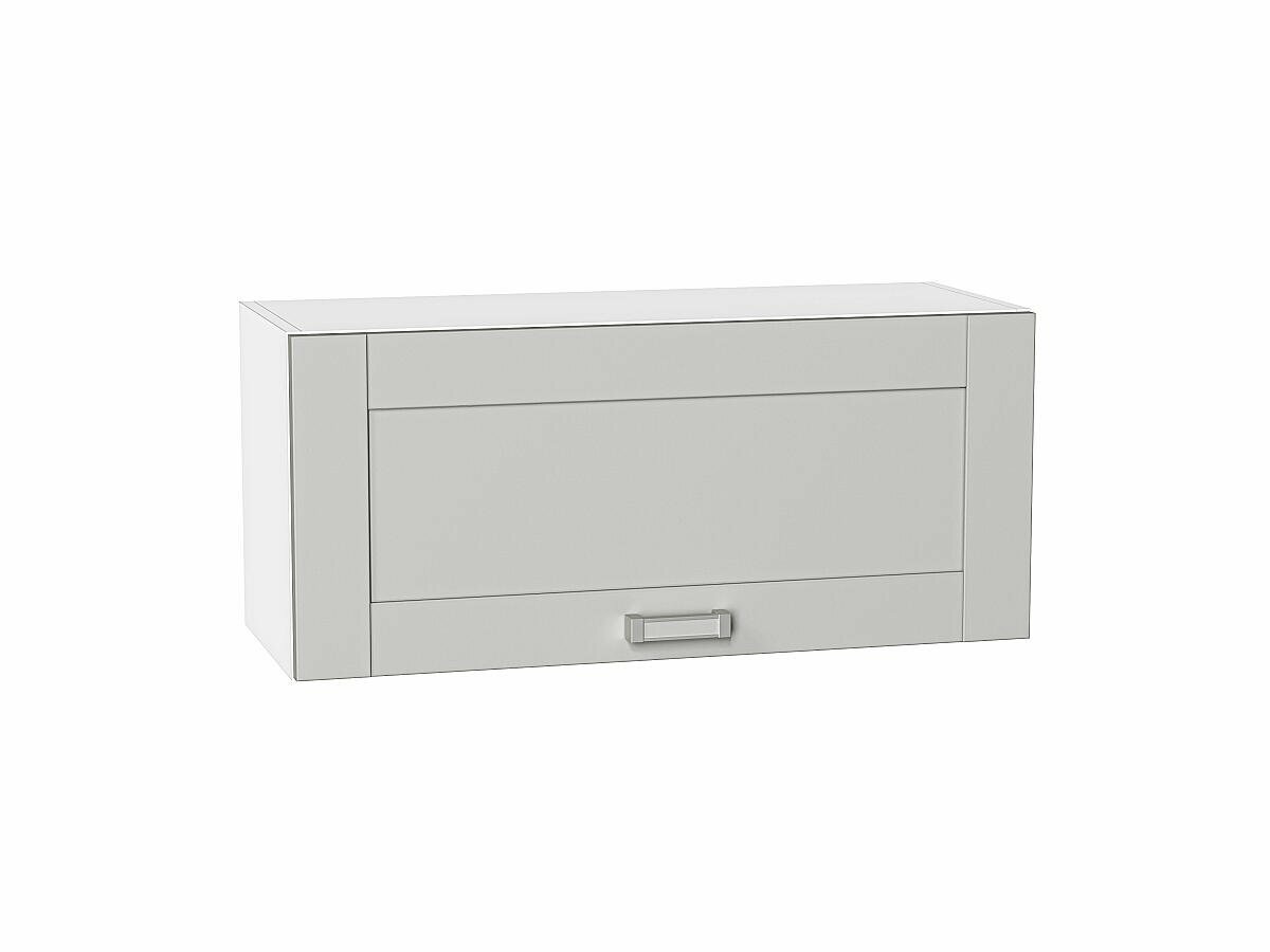 Шкаф верхний горизонтальный Лофт, цвет фасада Grey Silk, цвет каркаса Белый, 358*800*320 мм