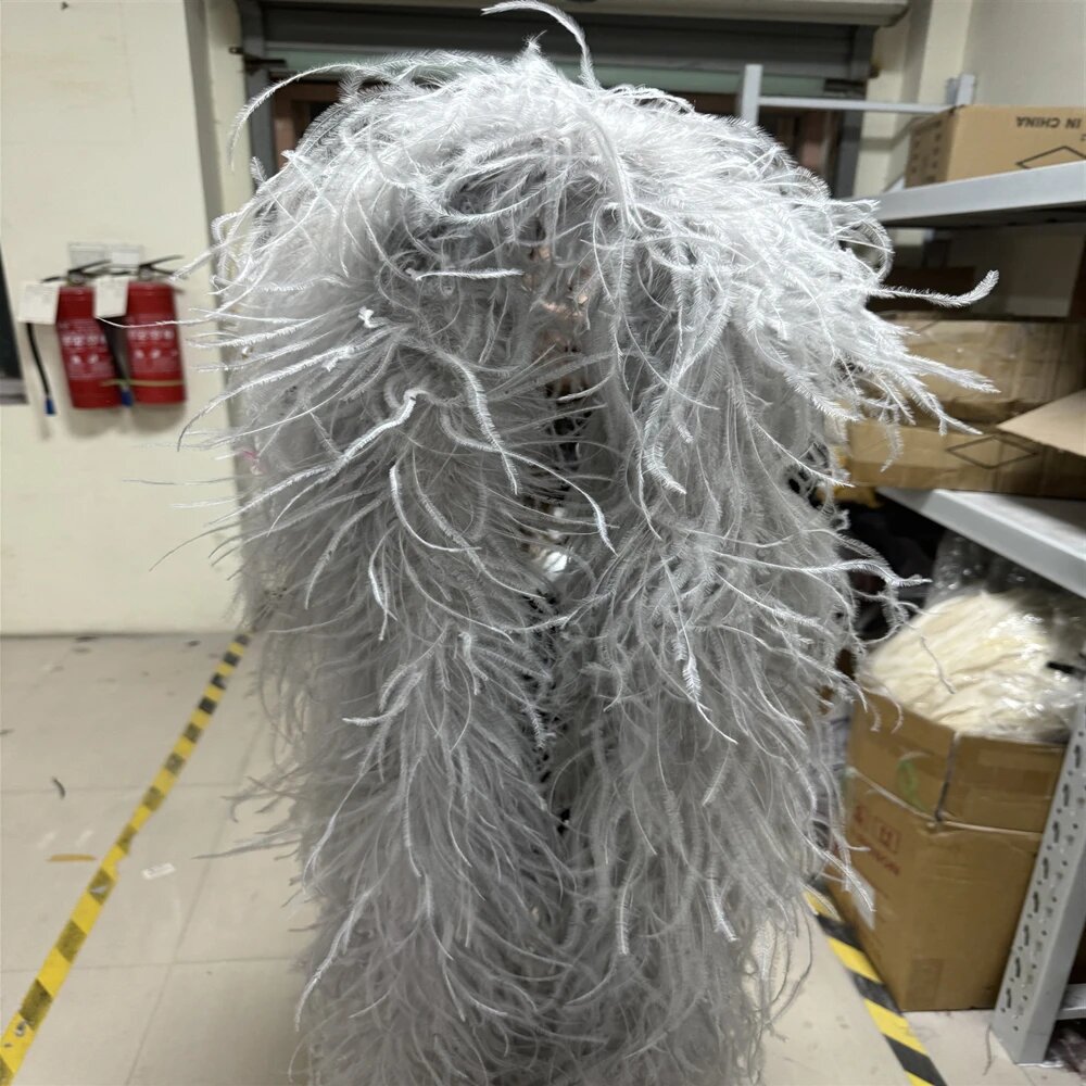 Черный индивидуальный боа из страусиных перьев BesdealFeather