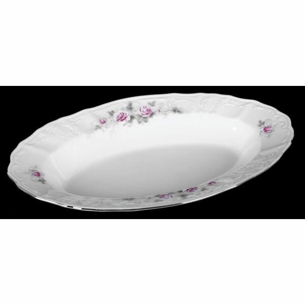 Блюдо овальное 24см."Роза серая платина 5396021" Bernadotte