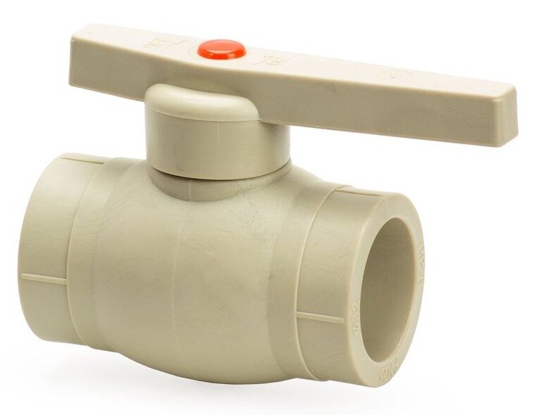 Кран шаровый для воды Lammin / Ламмин прямой, полипропилен, серый, диаметр трубы 32мм / запорная арматура