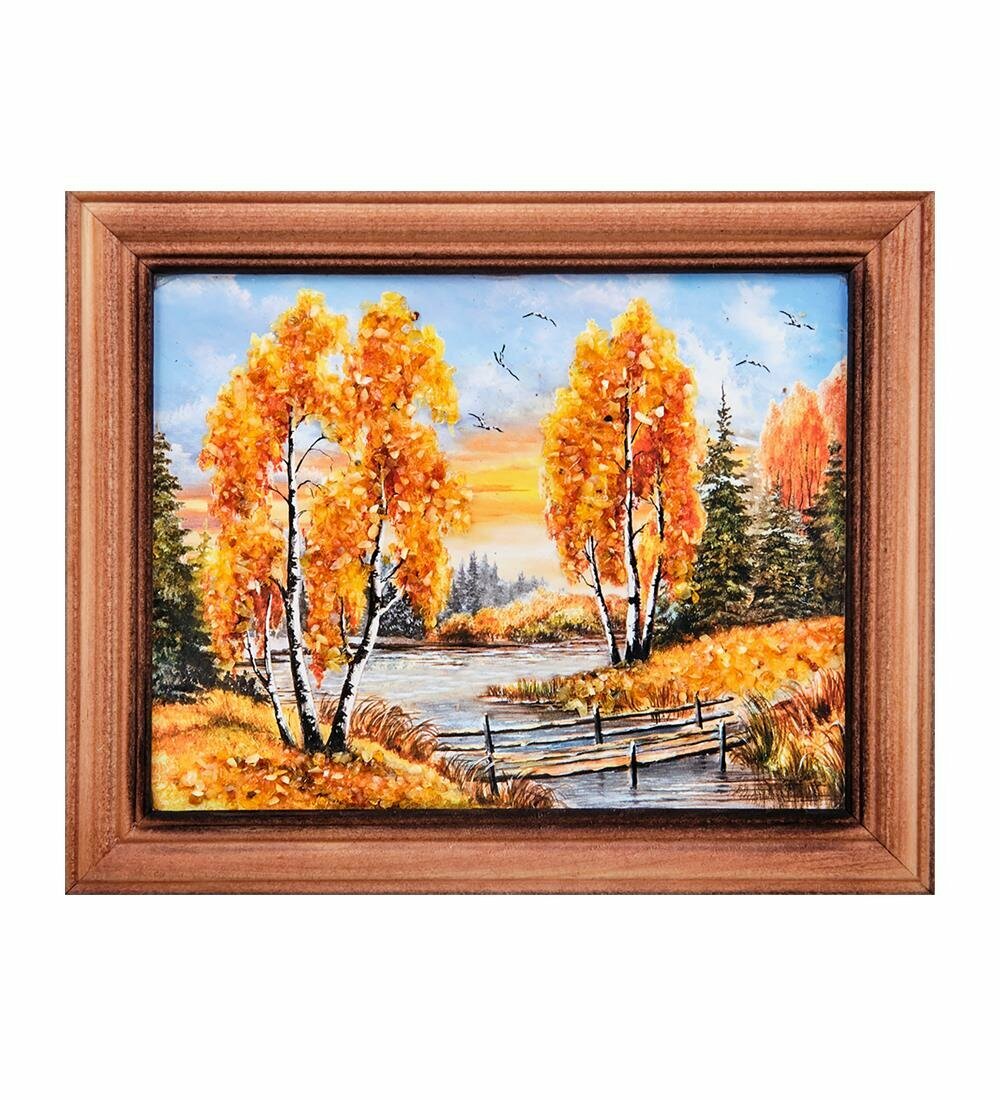 Картина "Красота природы" (с янтарной крошкой) дер. краш. рамка 12х15 A2181686