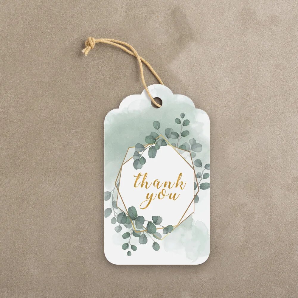 Бирки для подарков с надписью "Thank you" и листьями, 1 SET O5