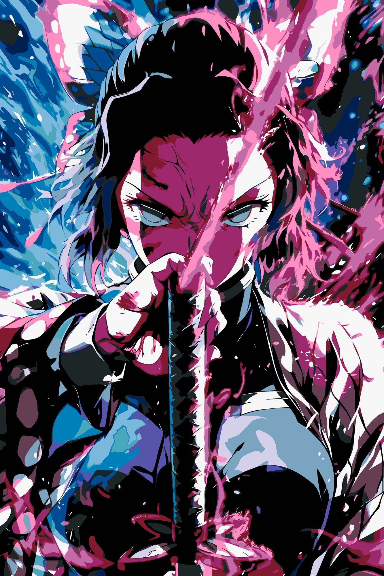 Картина по номерам Т591 "Шинобу Кочу. Столп Насекомого. Клинок рассекающий демонов" 40х60