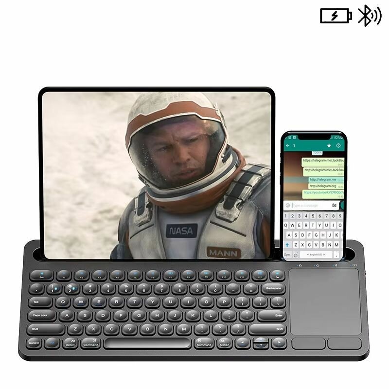 Поддерживаемая беспроводная клавиатура Bluetooth со встроенным кронштейном