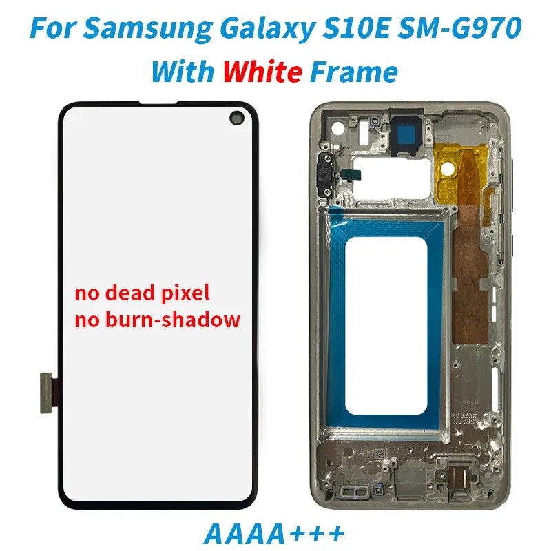 Супер AMOLED ЖК-дисплей с рамкой для SAMSUNG Galaxy S10E G970F G970, сменный S10E White Frame-A