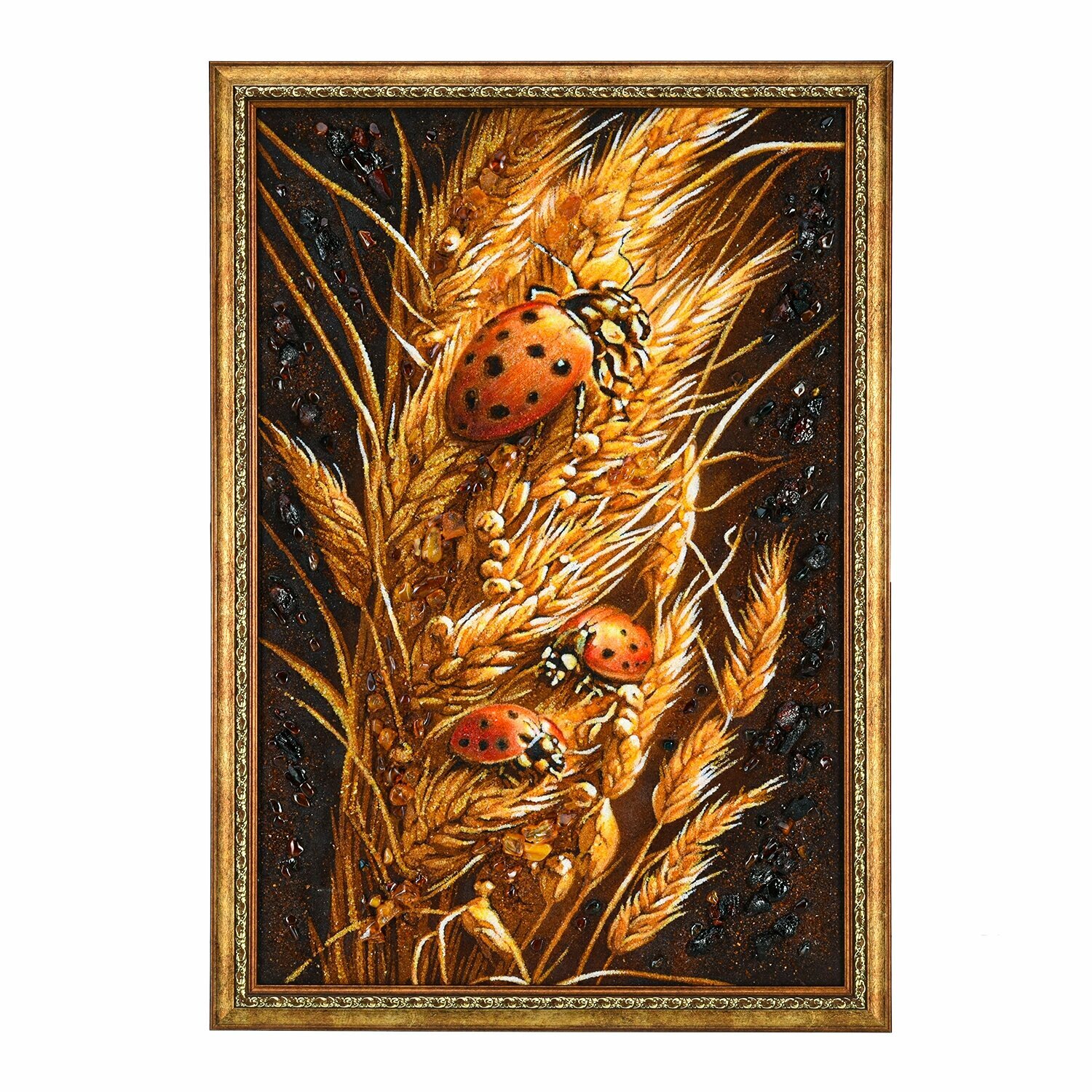 Картина янтарная "Божья коровка. Семья" 60х40 см