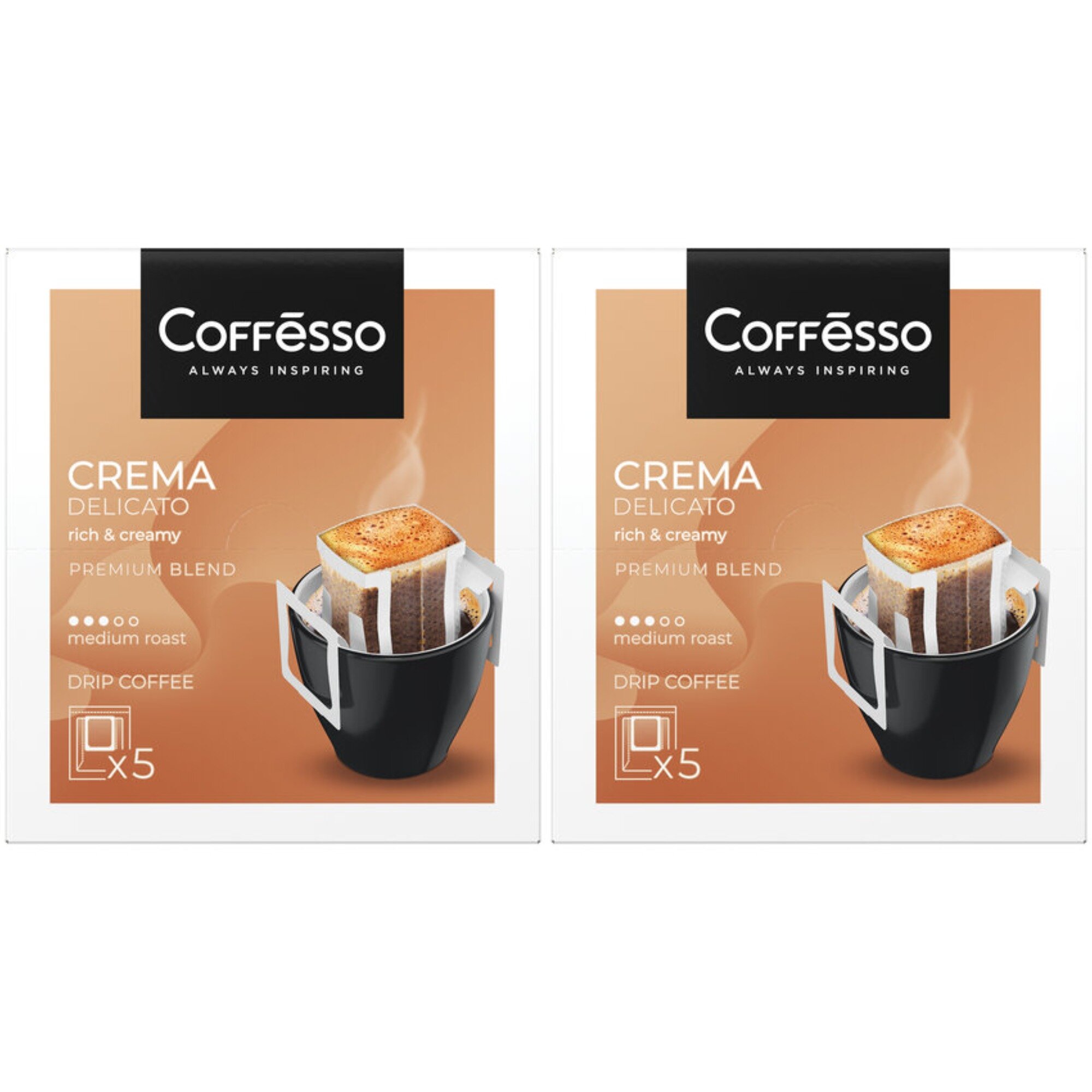 Кофе молотый Coffesso, Crema Delicato, 10 г, 5 шт/уп, 2 уп