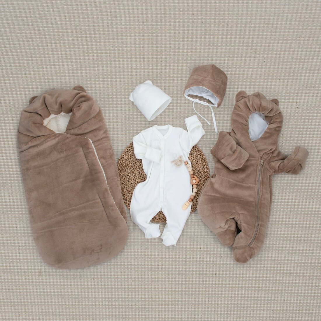 Комплект на выписку 5 предметов "Топтыжка", зимний, капучино