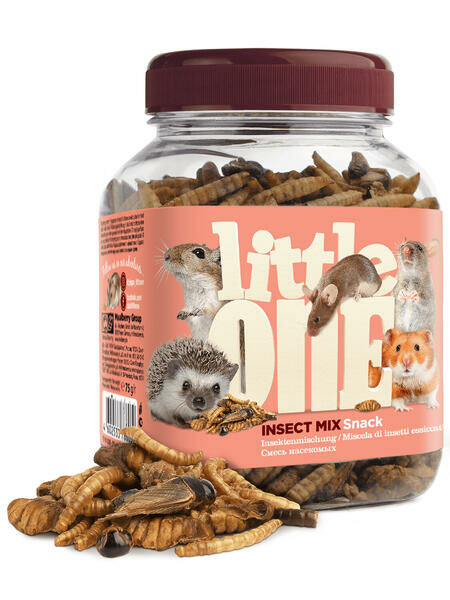 LITTLE ONE 6 шт по 75 г лакомство для всеядных грызунов смесь насекомых