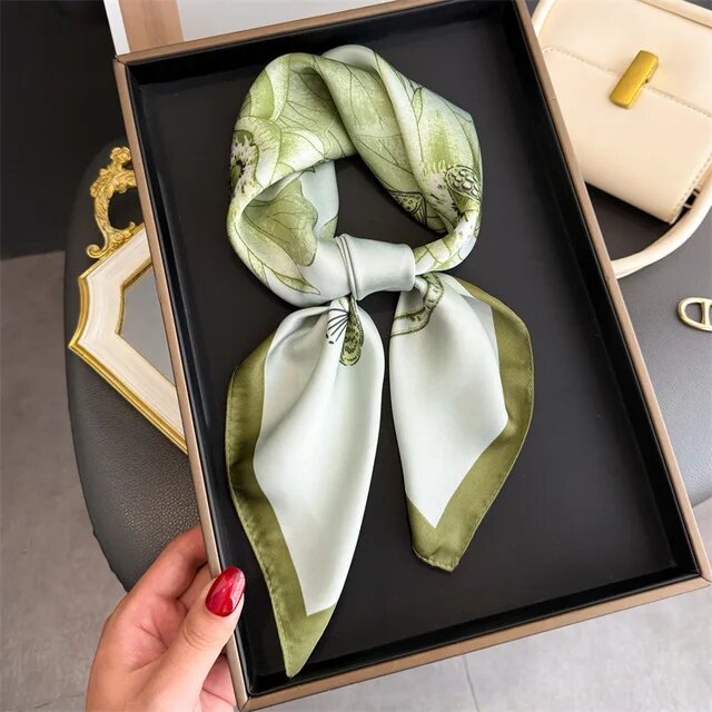 Новый роскошный брендовый шелковый квадратный шарф, женский летний пляжный шарф для волос, бандана, головной платок, шаль, хиджаб Echarpe