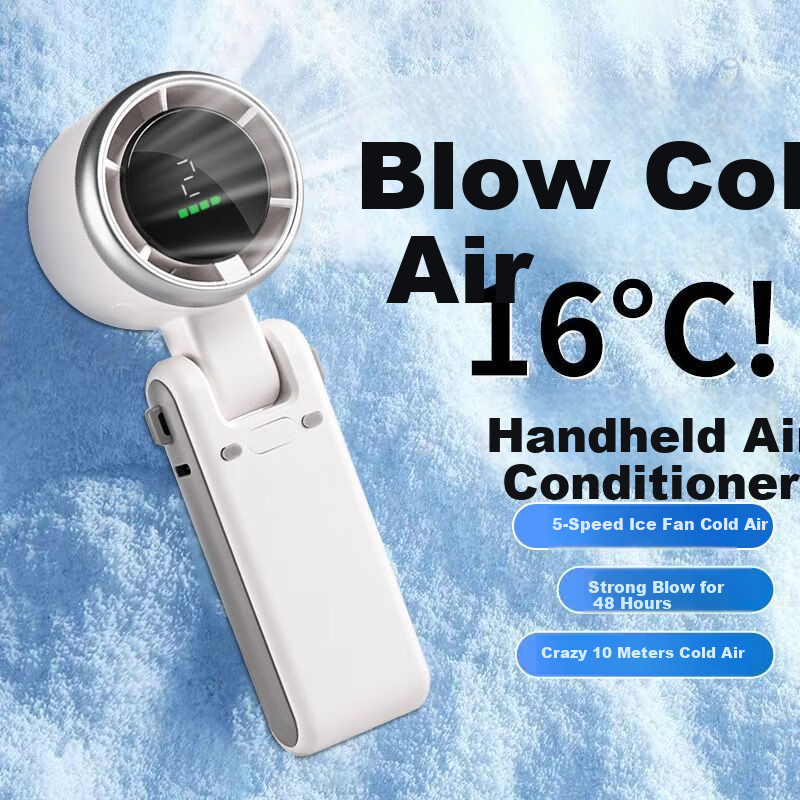 Kelleia Portable Folding Hanging Neck High-Speed Turbine Violent Wind Mini Fan Outdoor Dormitory Office Desktop N607 White