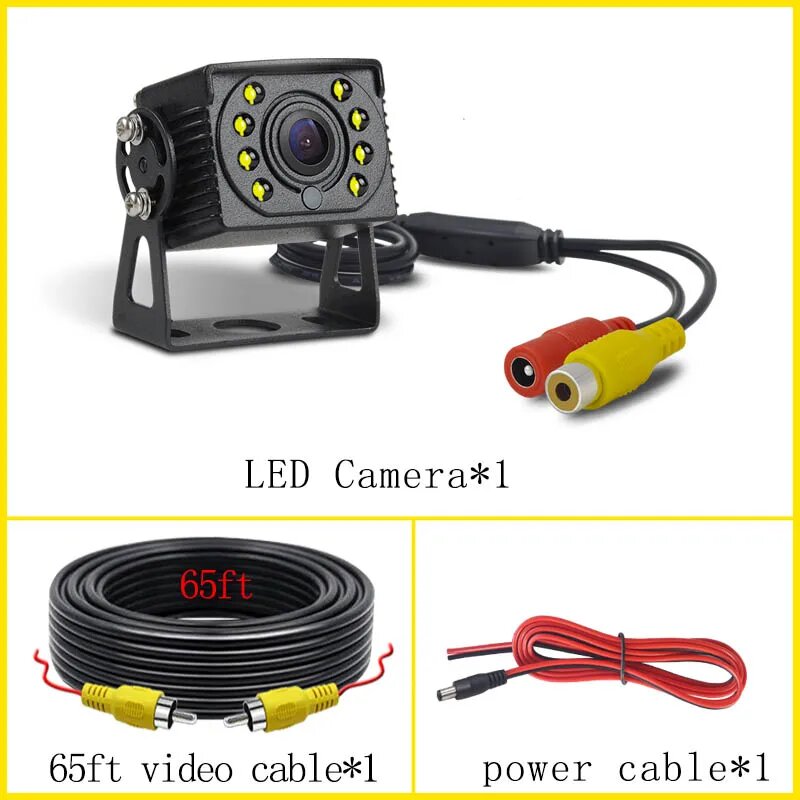 12В/24В парковочная камера заднего вида для грузовиков, сверхмощная камера ночного видения, водонепроницаемая камера заднего вида для автомобиля/прицепа/пикапов, whit 65ft AV cable