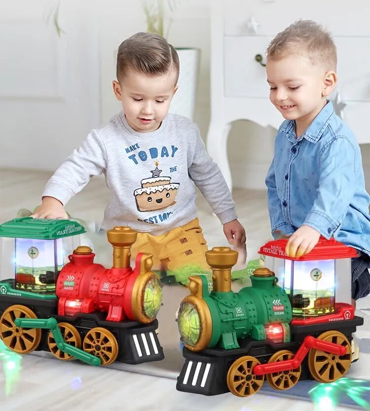 Игрушка-паровозик с электрическим распылителем/интерактивная музыкальная световая ретро-паровая/детская игрушка
