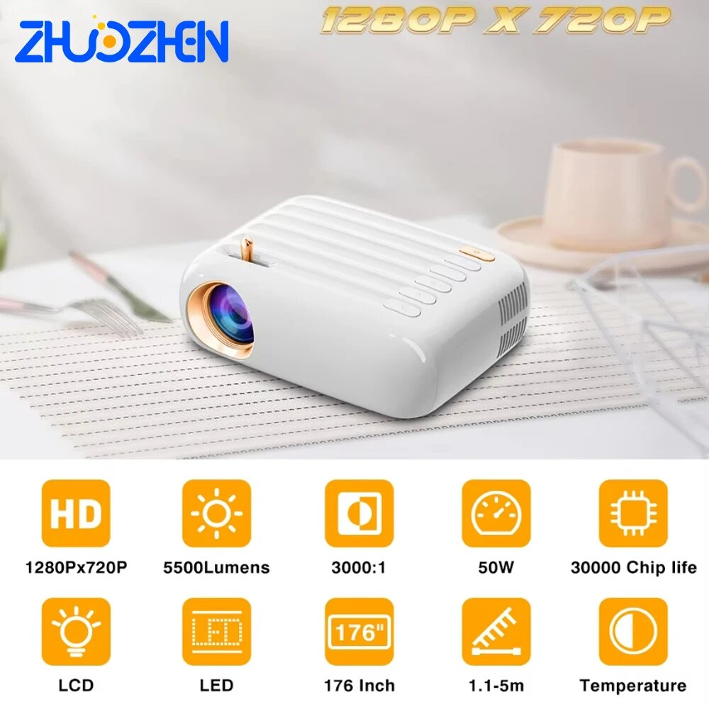 Zhuozhen T3A Android Поддержка 1080P Портативный мини-проектор 5500 люмен светодиодный Wi-Fi видеопроектор для домашнего кинотеатра, T3A