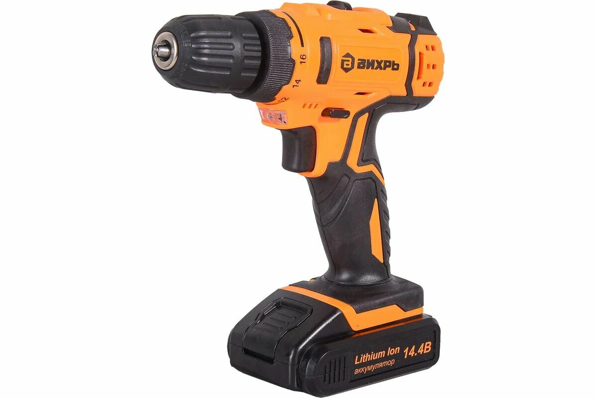 Дрель-шуруповёрт Вихрь "ДА-14Л-2КА" 72/14/20, быстрозажимной патрон, 2 аккумулятора