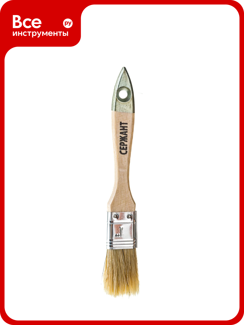 Плоская кисть ZOLDER Армейская Сержант 25 х 10 мм, натуральная щетина, деревянная ручка 126010а