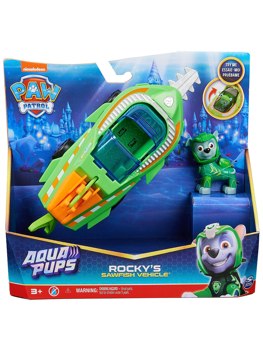 Spin Master Nickelodeon Paw Patrol Aqua Pups / Автомобиль-трансформер с Коллекционной Фигуркой, Детские Игрушки для Детей от 3 Лет и Старше