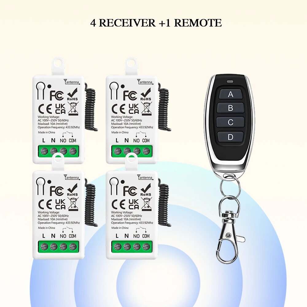 Беспроводной пульт дистанционного управления RF433 MHz 1 R 4RC