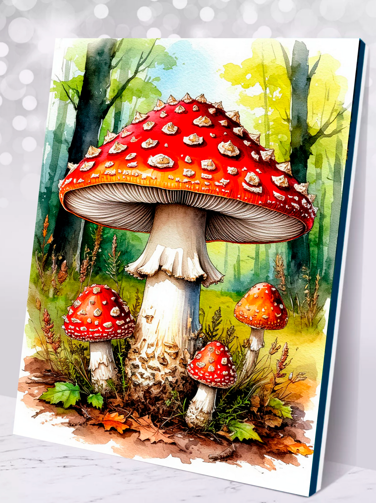 Картина на стену для интерьера Мухоморы 40х50 см, холст на подрамнике, InterHobby