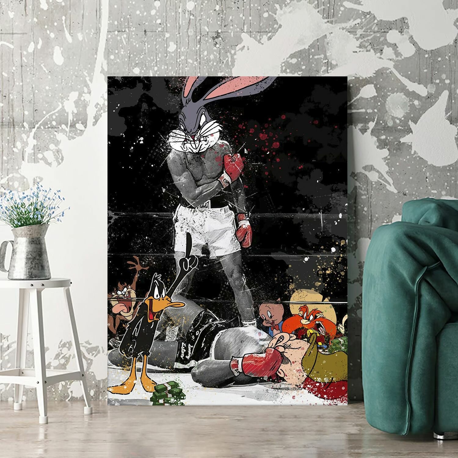 Картина интерьерная на стену - "Багз Банни, мультперсонаж кролик", 50х70 см.