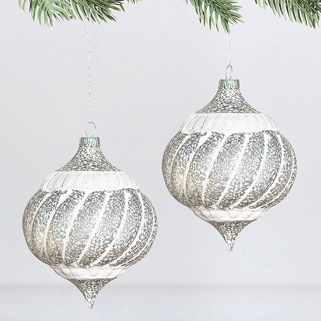 Пластиковые шары Луковки Pearl Ramona 10 см, 2 шт, Winter Deco, 1000586