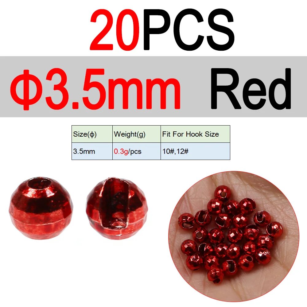 Vampfly Многогранные вольфрамовые бусины 20 шт Красный, 20pcs 3.5mm Red