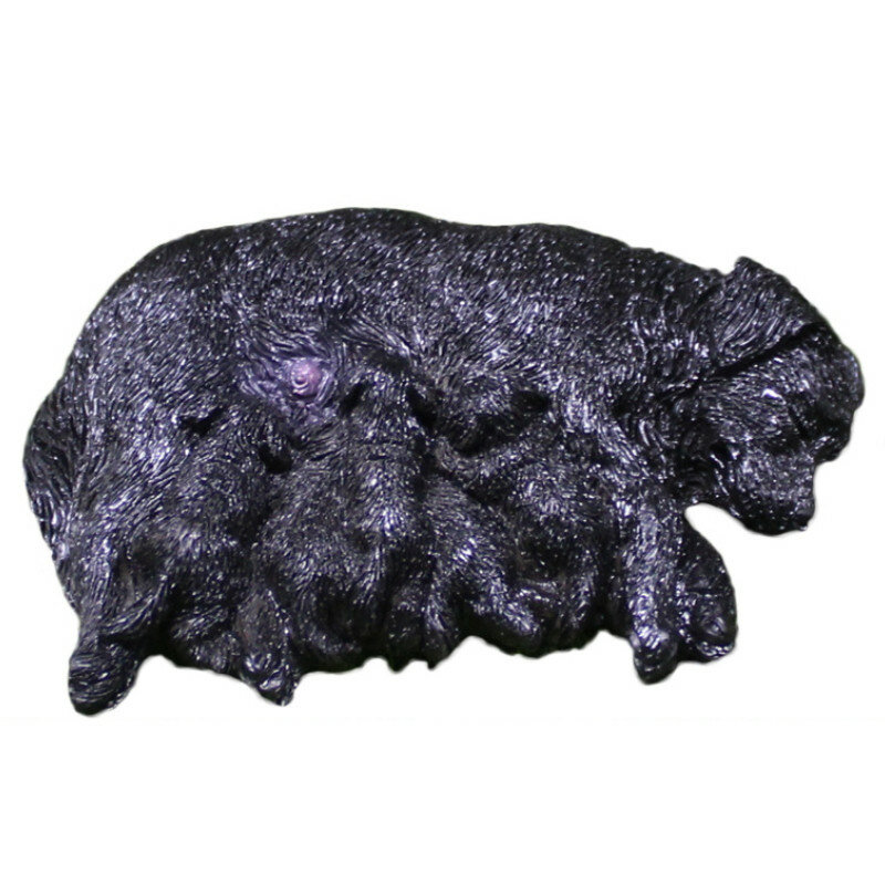 Resin animal figurine labrador with puppy miniature for garden decor and gift for celebrations black