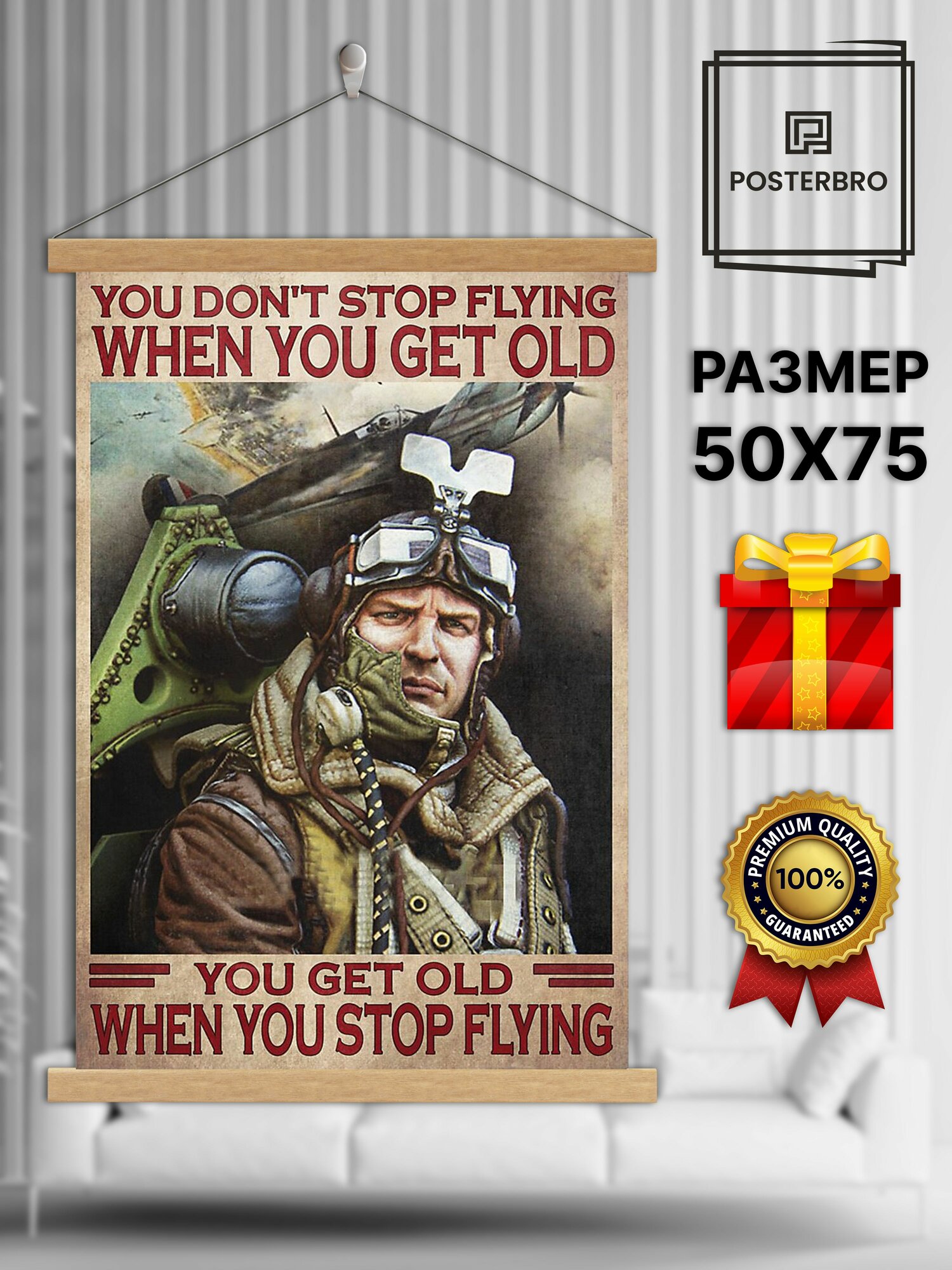 Постер на стену Posterbro интерьерный Авиация, 50*75 в рамке