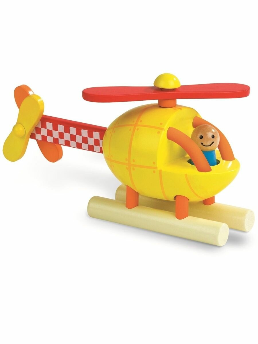 JANOD Конструктор магнитный Вертолет деревянный развивающий набор для детей от 1,5 лет