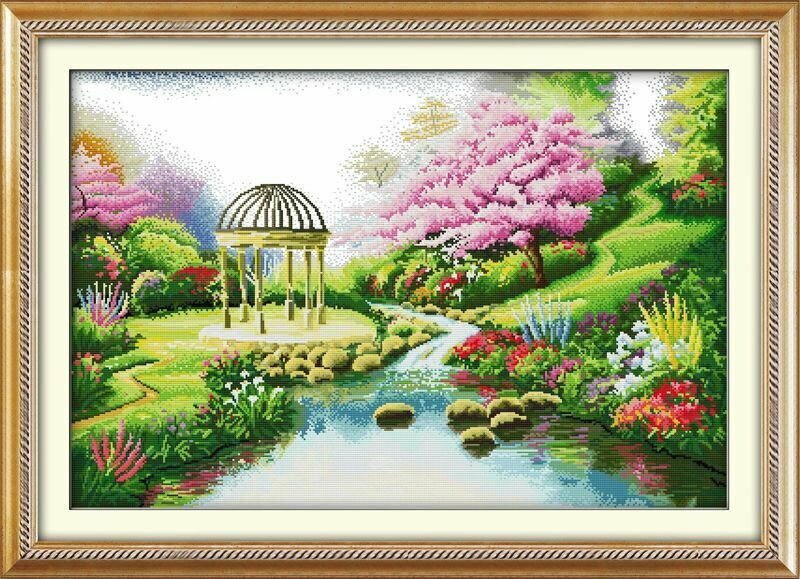 NKFвышивка крестом наборы, Схема на 14CT "Романтический сад",72*51CM