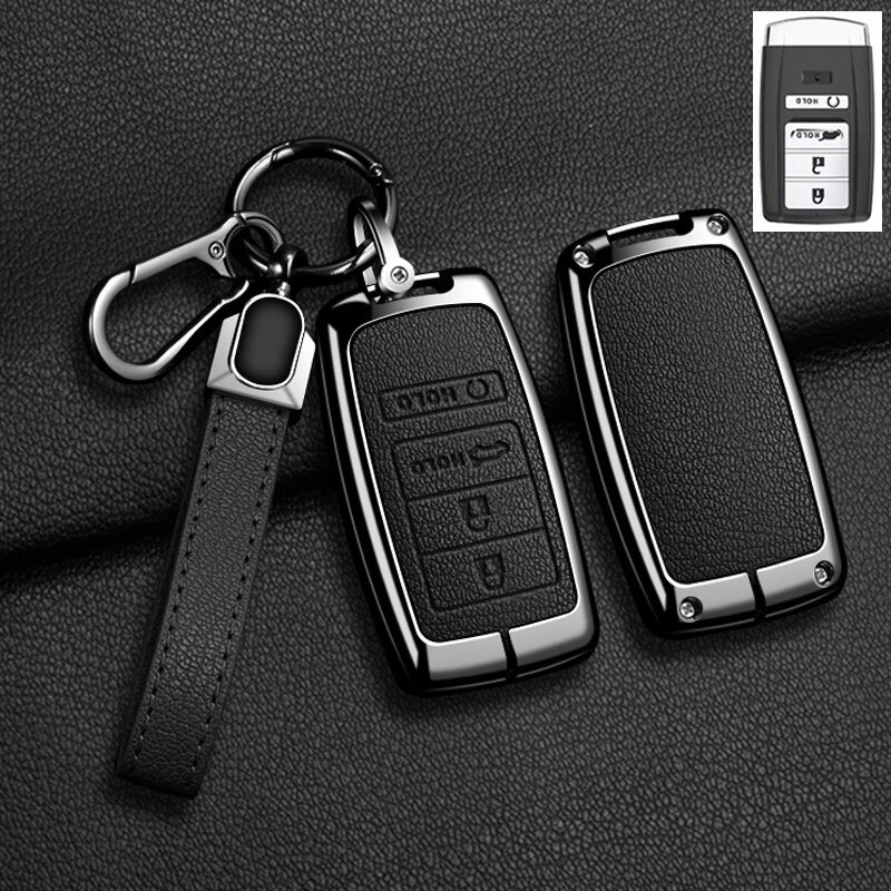 Автомобильный кожаный чехол для дистанционного ключа из цинкового сплава для Acura RLX MDX CDX TLX-L NSX RDX, защитный чехол для брелка, автомобильный брелок, аксессуары C -Black 02