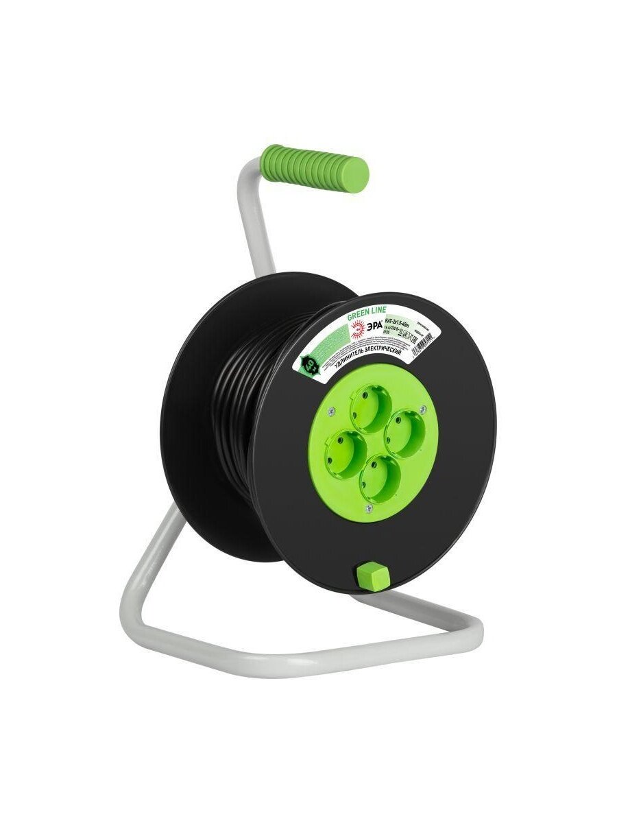 Удлинитель на пластик. катушке 4х40м без заземл. KAT-2x1.5-40m Greenline ПВС 2х1.5 Эра Б0065088