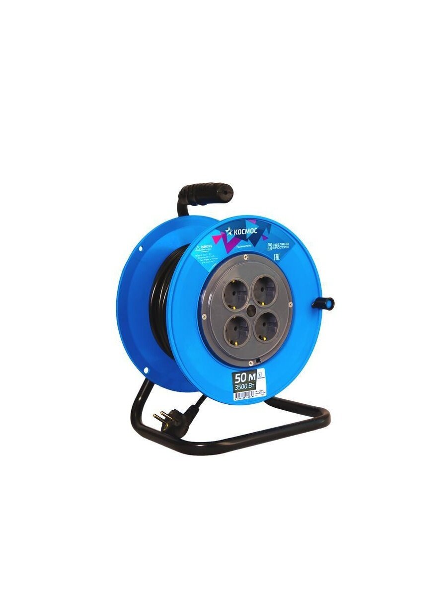 Удлинитель на катушке 4х50м с заземл. 16А IP20 3.5кВт ПВС 3х1.5 космос YKKsm50m-4g-Z(16A)