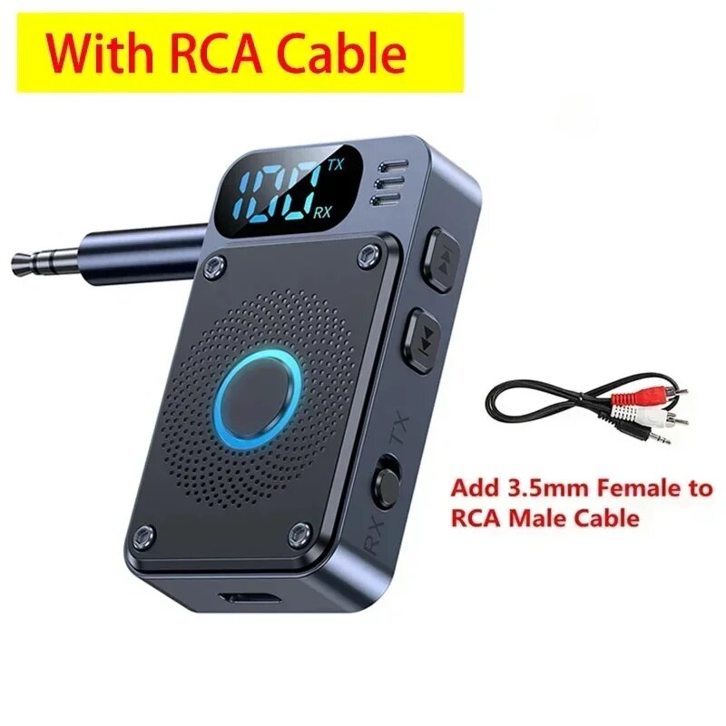 Адаптер беспроводной 2 в 1 Bluetooth приемник-передатчик аудио без потерь с ЖК-дисплеем для 3.5 мм AUX и RCA для ТВ, ПК, автомобиля, наушников
