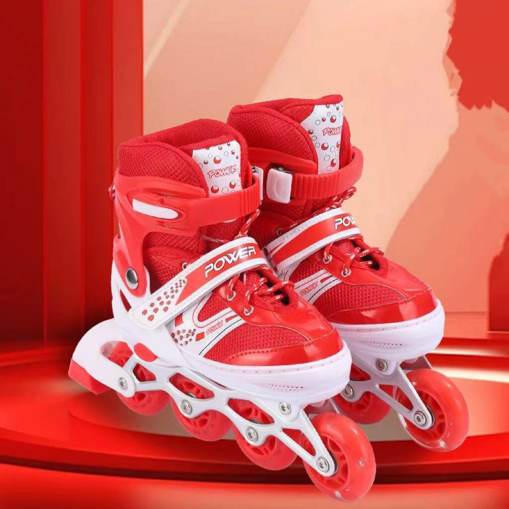Детские роликовые коньки с ПВХ колесами, полный комплект, роликовые коньки, мужские и женские, регулируемые ролики