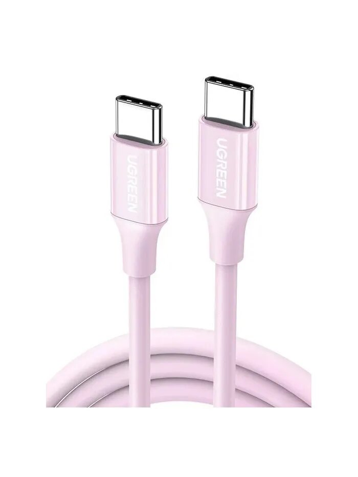 Кабель UGREEN US264 65124_ 60W USB-C 2.0 Male To USB-C 2.0 Male 3A Data Cable. Длина: 1м. цвет: розовый