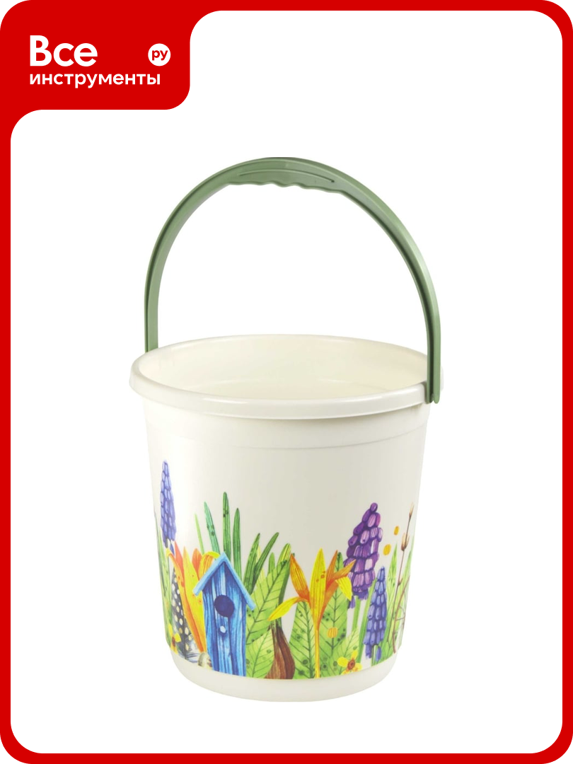Ведро Архимед IML Гиацинт 7л, с декором Р1011i, Предназначено для различных хозяйственных работ как дома так и в саду