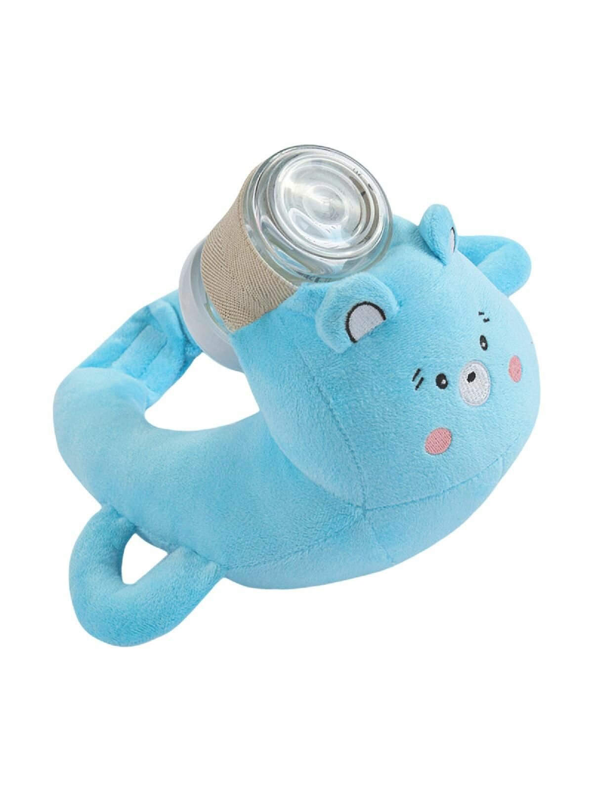Подушка для беременных и кормящих, Подушка для грудного вскармливания с креплением для детской бутылочки-синий мультяшный Голубой медведь