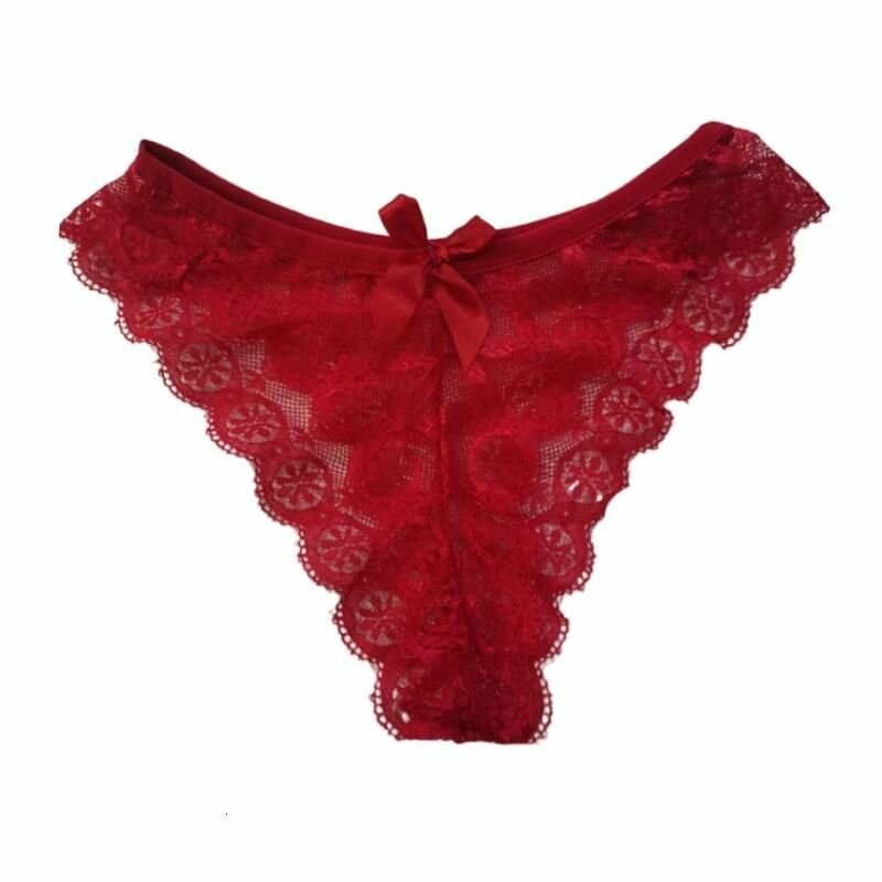 Женские стринги с бантом, Бургундский - XL