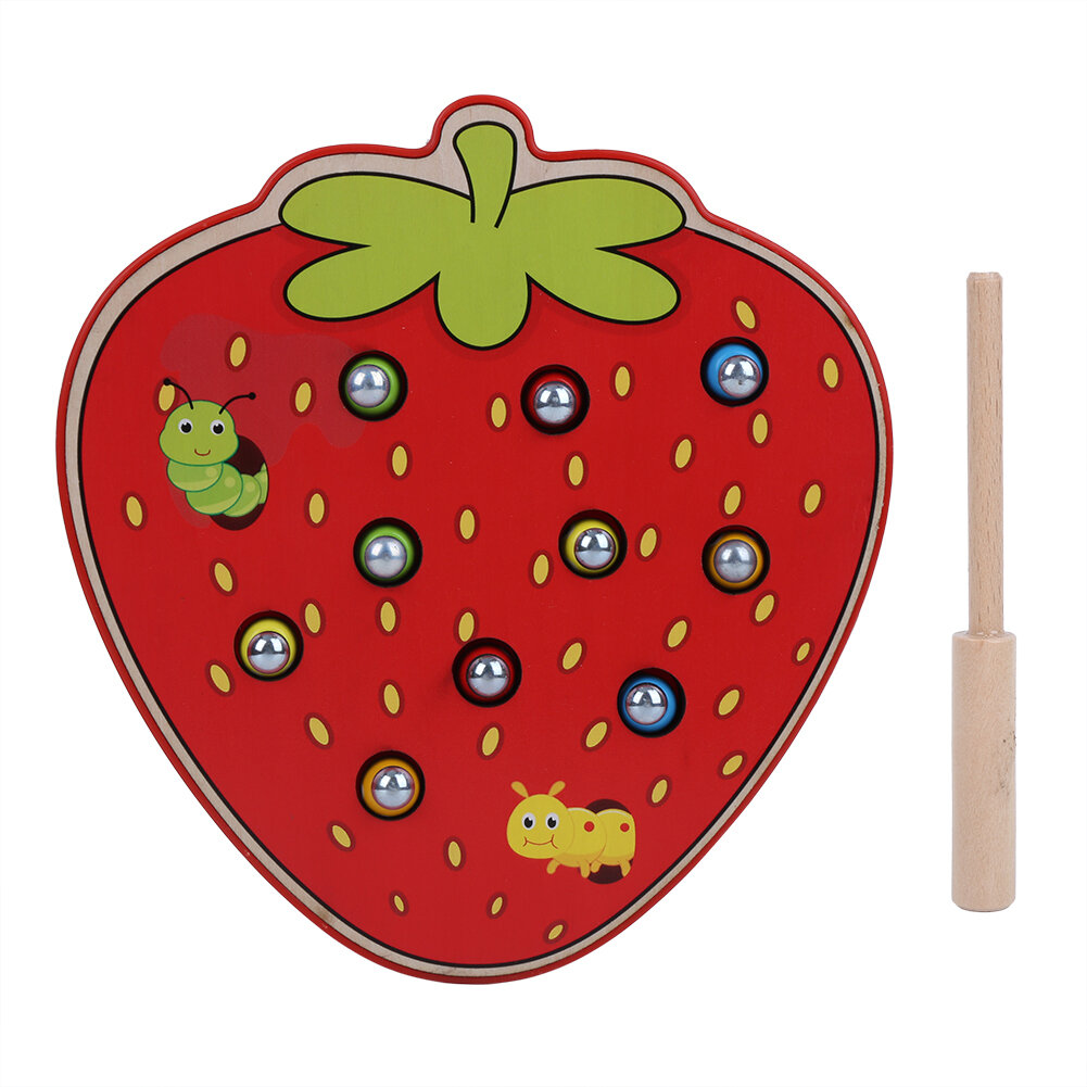 Игра «Ловля червей», деревянная имитация, развивающие игрушки, магнитная ловушка, головоломка с насекомыми, игрушки типа клубники