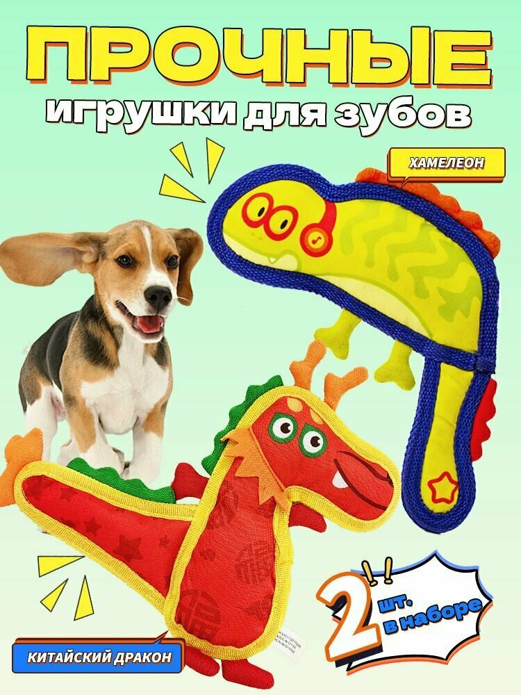 Несгрызаемая игрушка-пищалка из оксфорда (дракон/хамелеон)