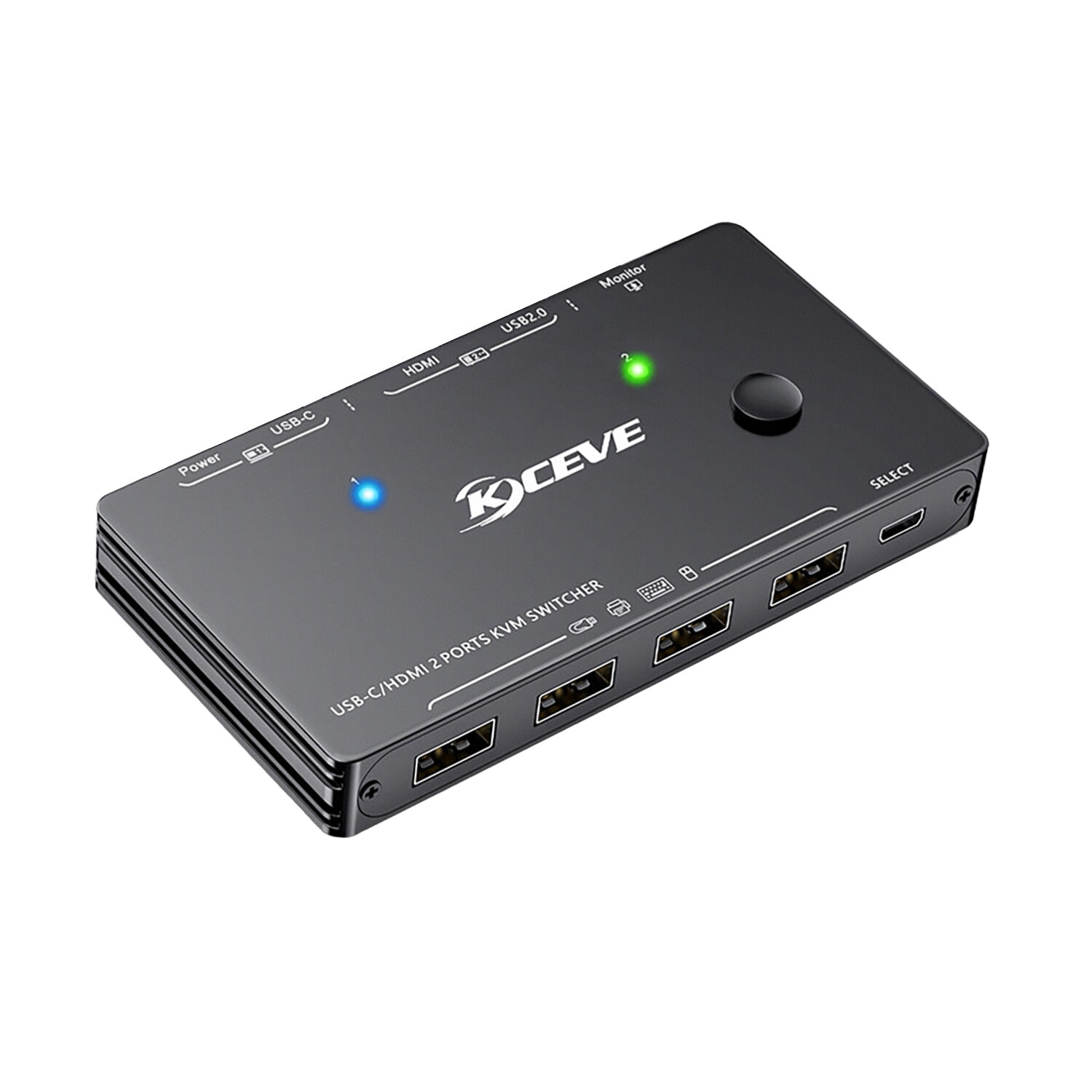 KVM Switch TYPE-C 2-в-1 USB-C HD Switch 4K60H KC-KVM201TC [Type-C+HDMI] Input/KC-KVM201TCC [Type-C+Type-C] Input, черный, USB Type-C, 3840x2160@60Hz, 2 порта, 4X USB A, PD 87W, без драйверов