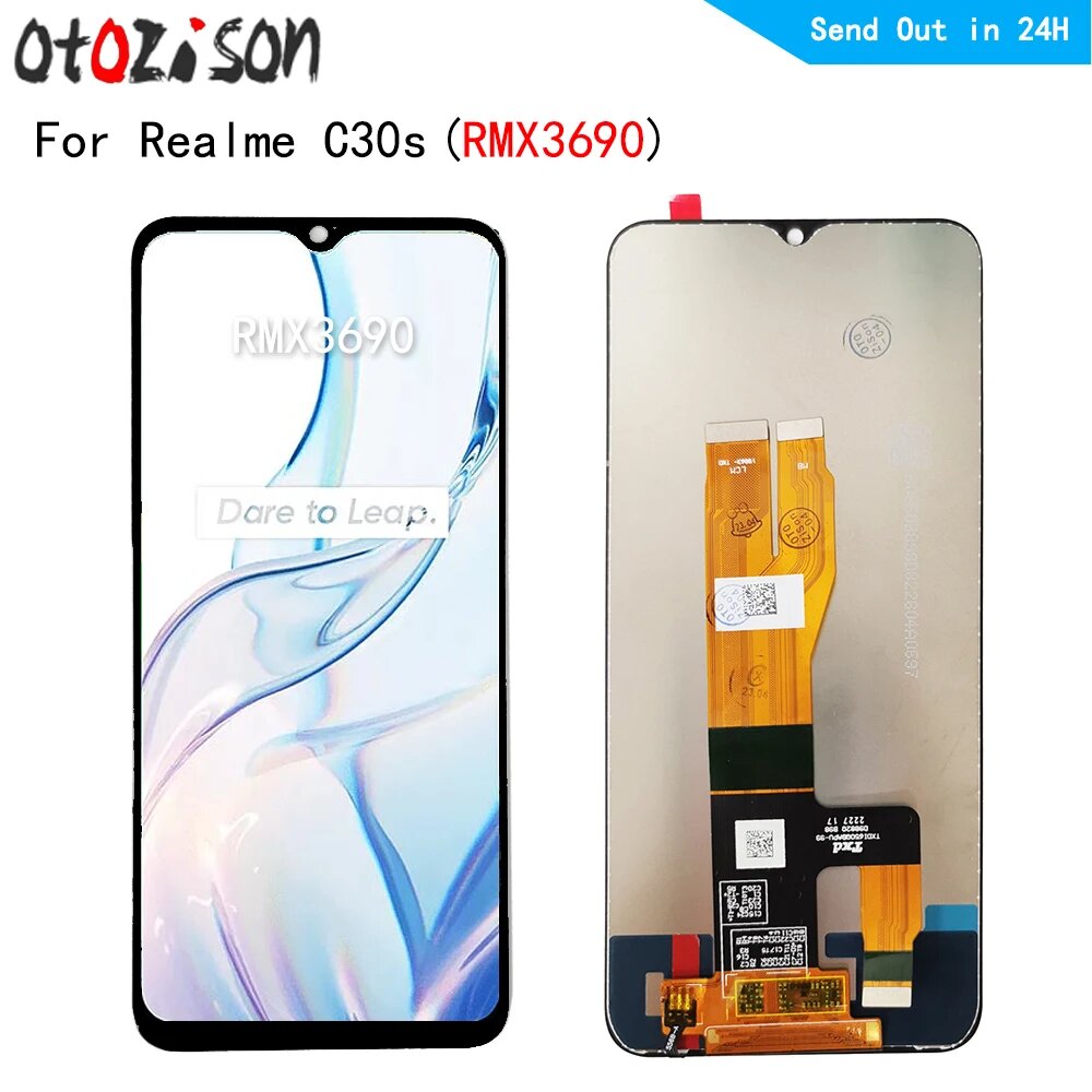 Для Realme C30S ЖК-экран 6,5 дюйма IPS для Oppo Realme C30s RMX3690 ЖК-экран сенсорной панели дигитайзер с рамкой в сборе With Black Frame