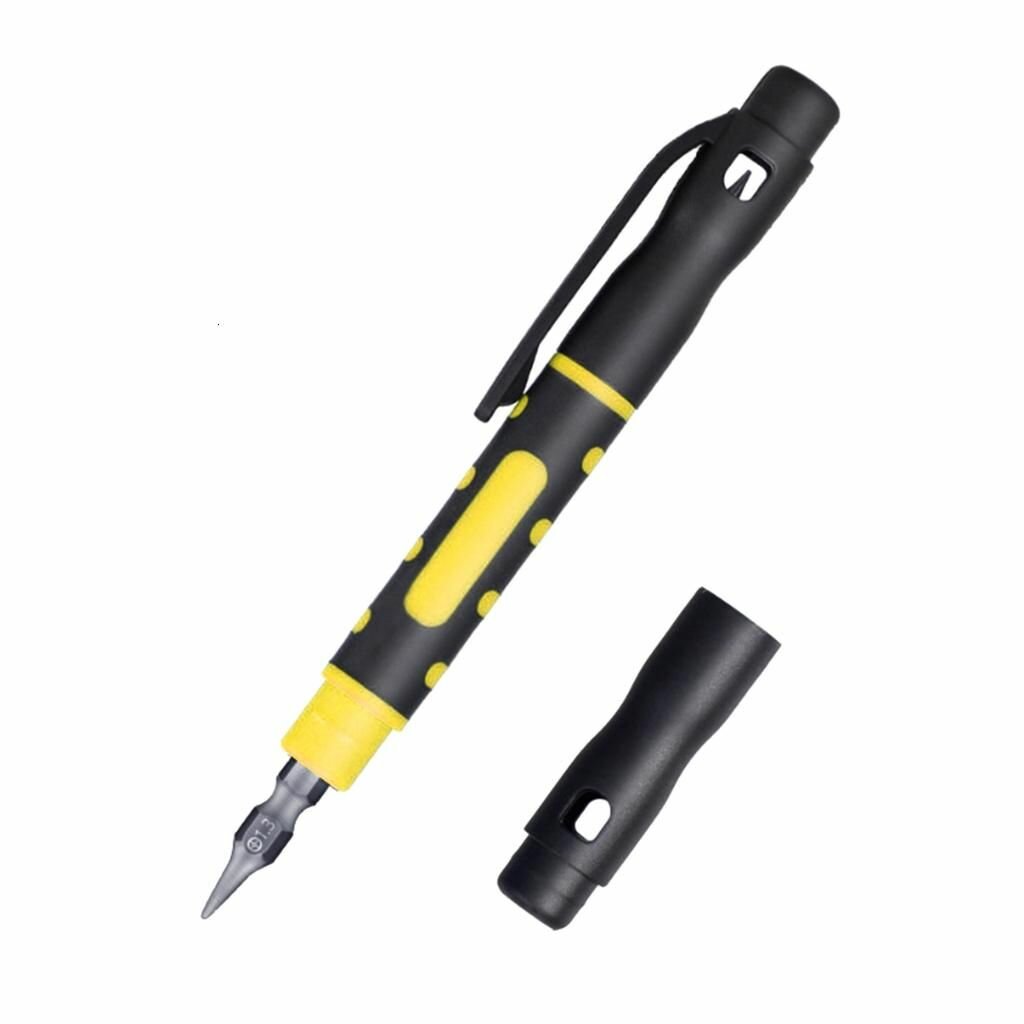 Портативный 4-в-1 отвертка-ручка с магнитными насадками, Желтый