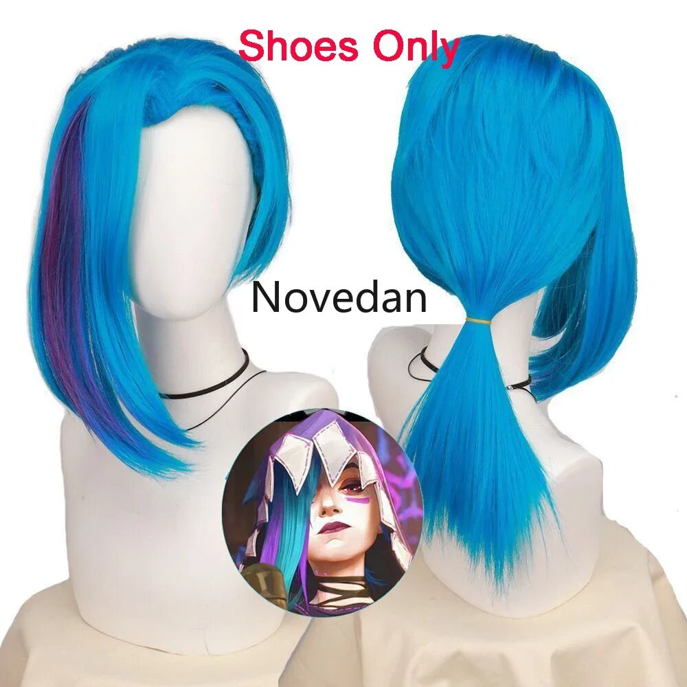 Косплей костюм Jinx Loose Cannon Arcane 2 Novedan Синий, One Size, New Jinx Wig