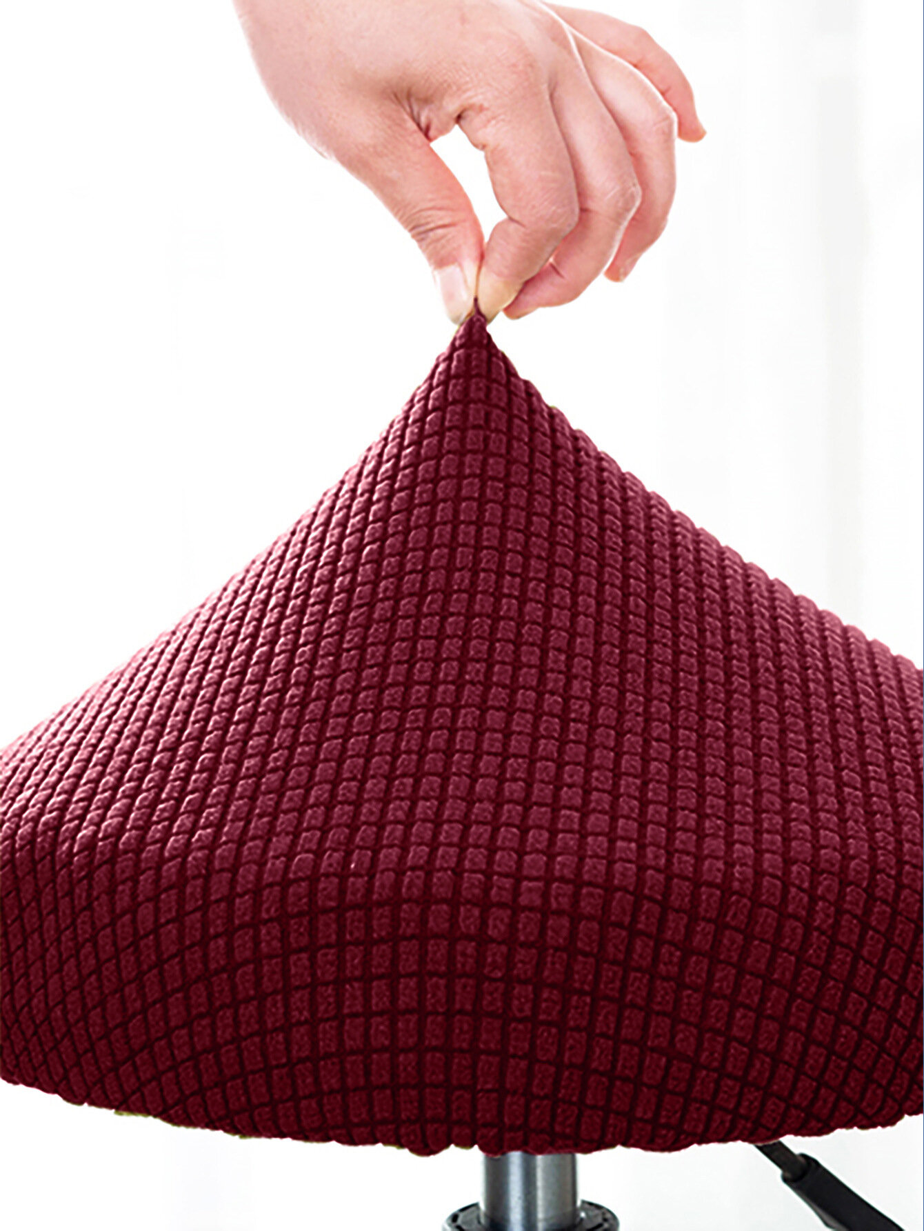 Чехол для круглого стула парикмахерской из кросс-бордерного ткани эластичный универсальный увеличенный чехол для барного стула не скользящий стираемый чехол для поднимающегося круглого стула (Плюш - Бордовый, Набор круглых стульев)