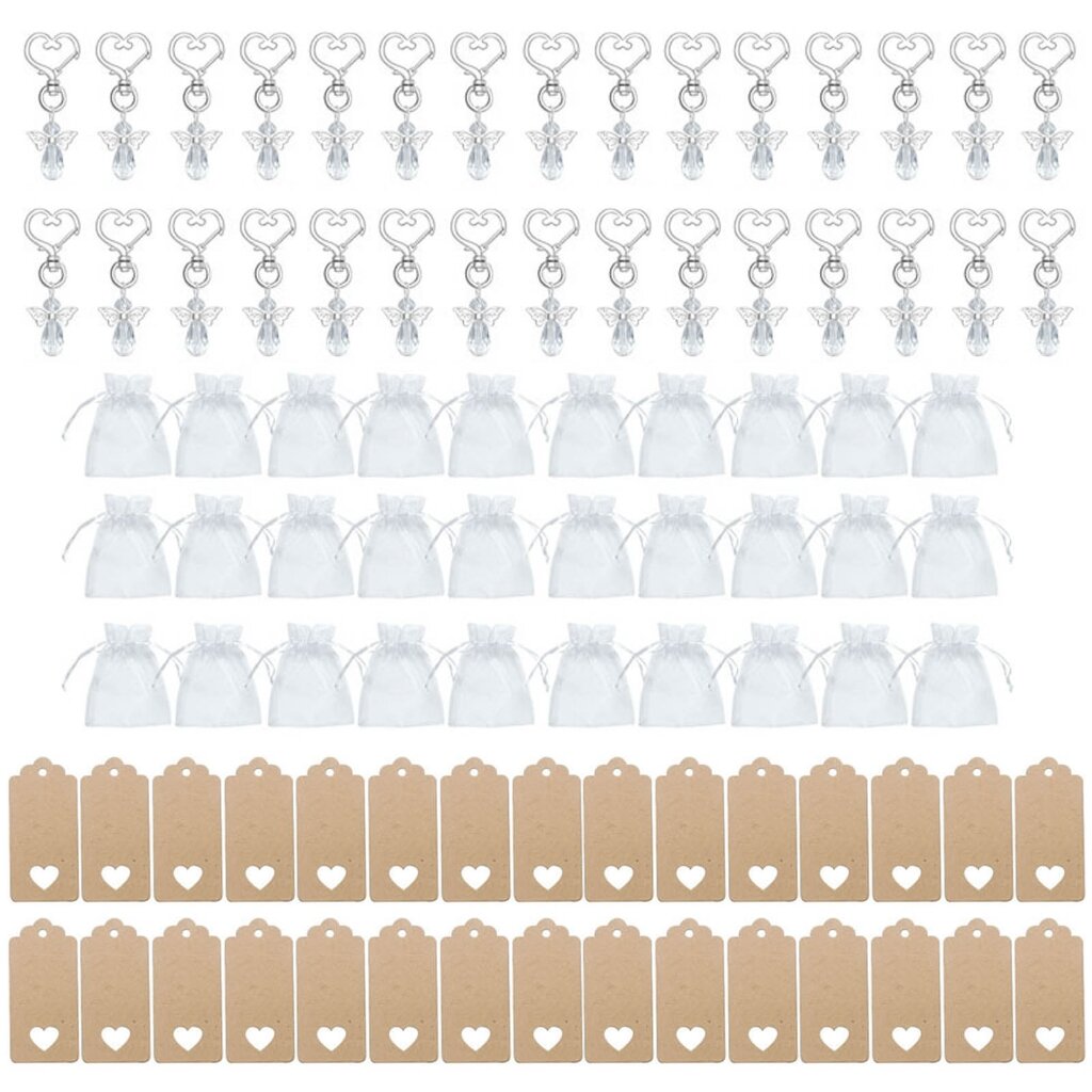 30шт Брелки Angel Favor Сумки Из Органзы Крафт Бирки Ответная Услуга Гостя для Душа Ребенка Свадебный Душ Свадьба День Рождения